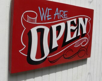 Open Sign Hand Painted Wooden Sign Exterior or Interior | Etsy