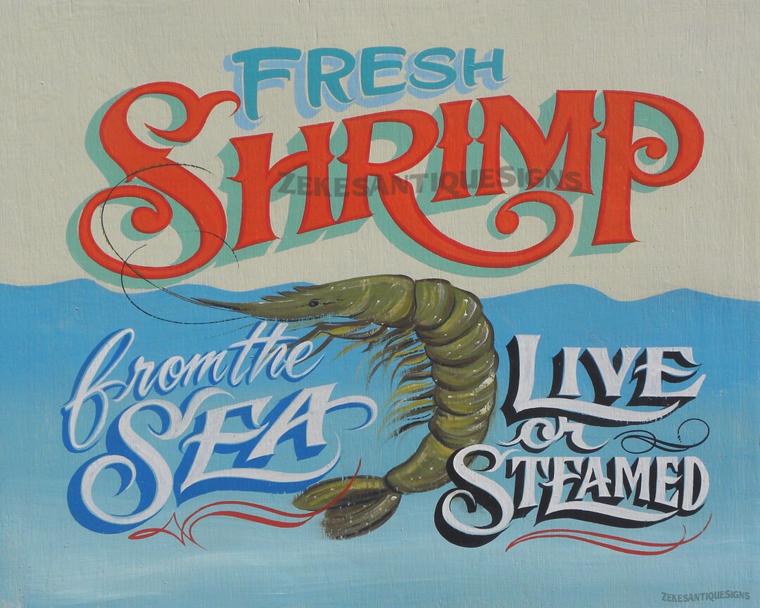 Fresh Shrimp Print | Seafood Decor | Restaurant Decor | Gifts for Her ...