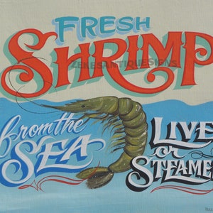 Fresh Shrimp Print | Seafood Decor | Restaurant Decor | Gifts for Her ...