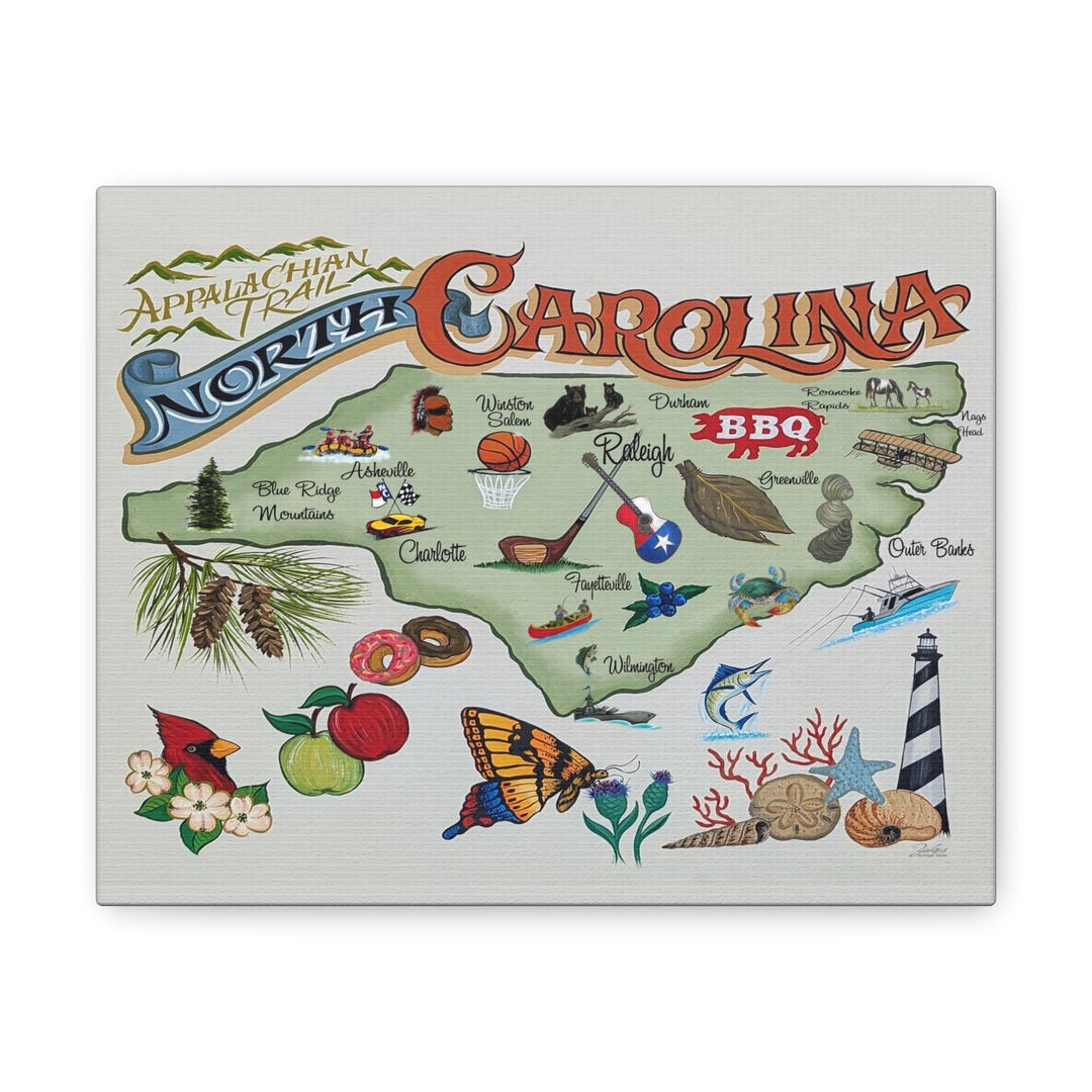 State of North Carolina Icon Map Canvas| Wall Decor |canvas Wall Art ...