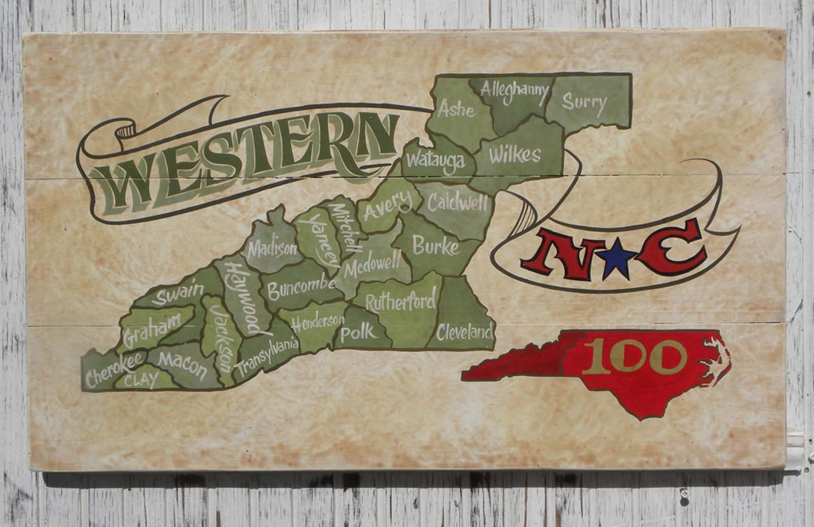 Western NC Carolina Print of the Counties Map Travel and | Etsy