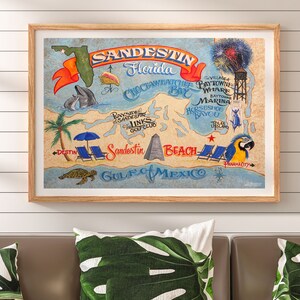 Sandestin Florida Beach Map PRINT . Beach Decor, Gulfside, Vacation ...