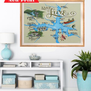 Lake Lure Map Print | Lake Lure Wall Decor | North Carolina Art | NC ...
