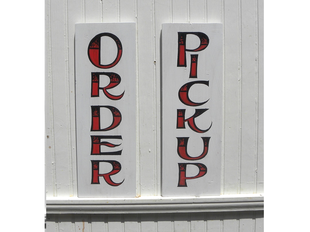 Order Here & Pick up Here Signs, Hand Painted Original Wooden Set of ...