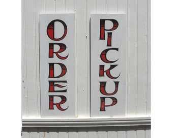 Order Here & Pickup Here Signs |hand Painted Original Wooden Set of ...