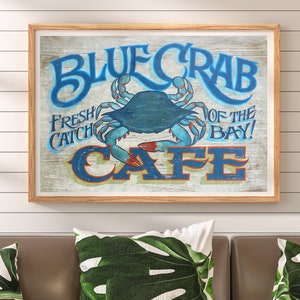 Blue Crab Cafe Print From an Original Hand Painted and Lettered Sign ...
