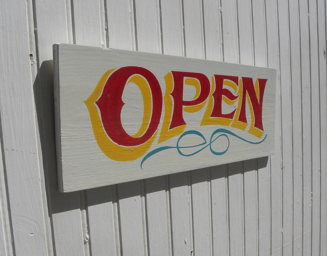 Open Sign A Hand Painted & Lettered Wooden Sign Great for - Etsy