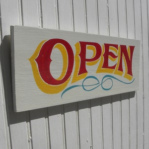 Open Sign A Hand Painted & Lettered Wooden Sign Great for Your Business ...