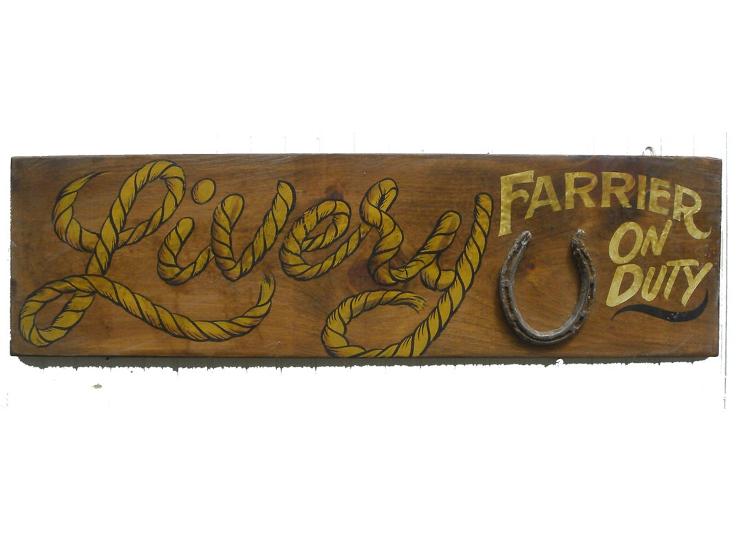 Hand Painted Livery Farrier Sign With Real Horseshoe | Hand Rope Look ...