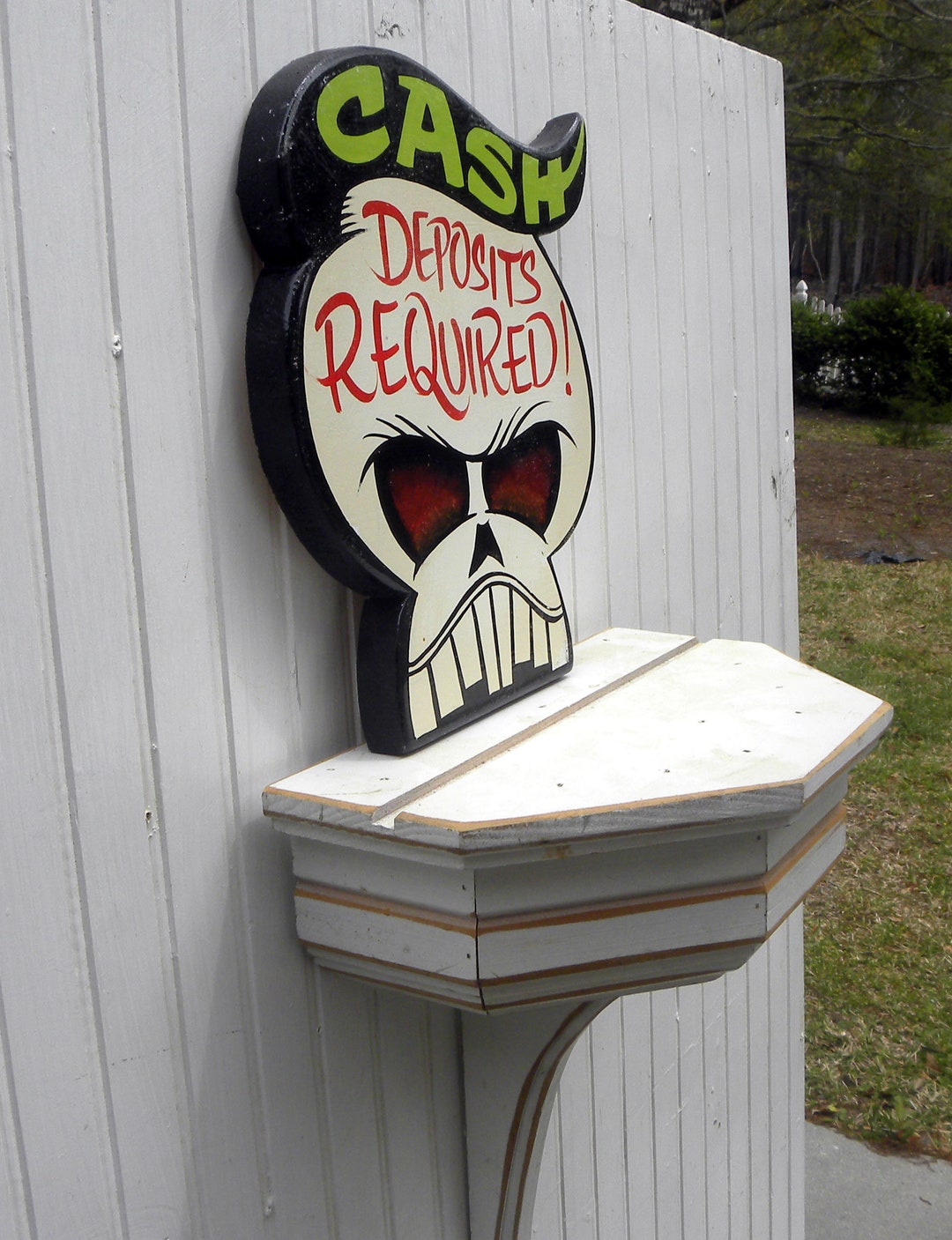 Cash Deposits Required Skull Sign Original Hand Painted Tattoo - Etsy