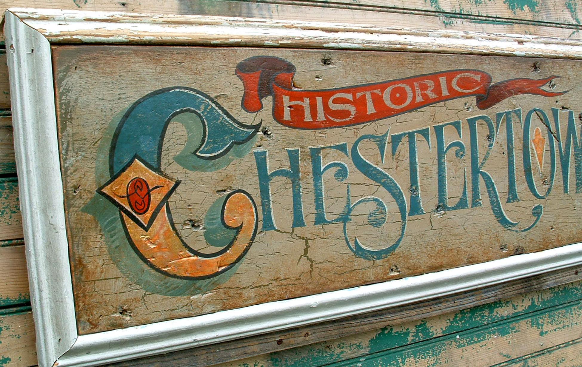 Chester Town Port Hand Painted Sign. USA Shield and Ribbon | Etsy