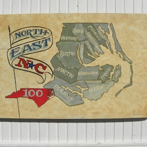 North East North Carolina County Map Sign| Hand Painted Original Art on ...
