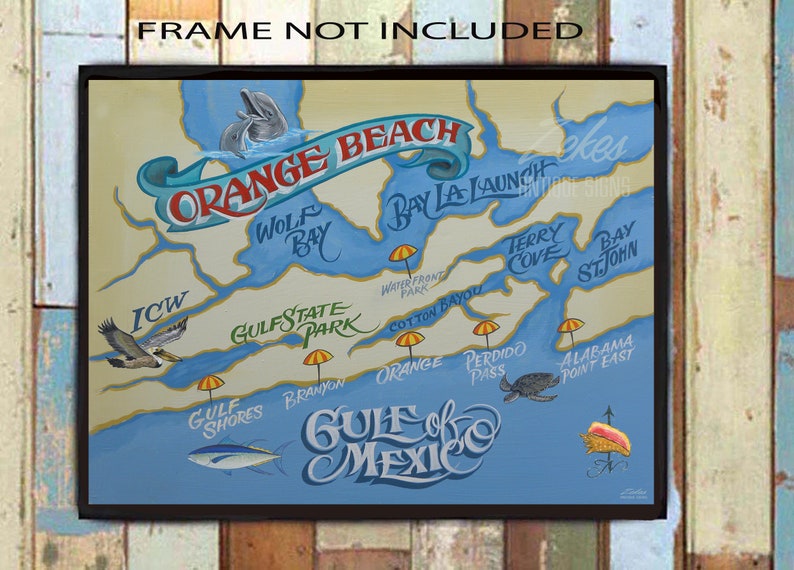 Orange Beach Alabama Beach Map Print Travel Map Art Beach - Etsy