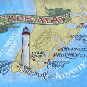 Cape May New Jersey Map Print From an Original Hand Painted and ...