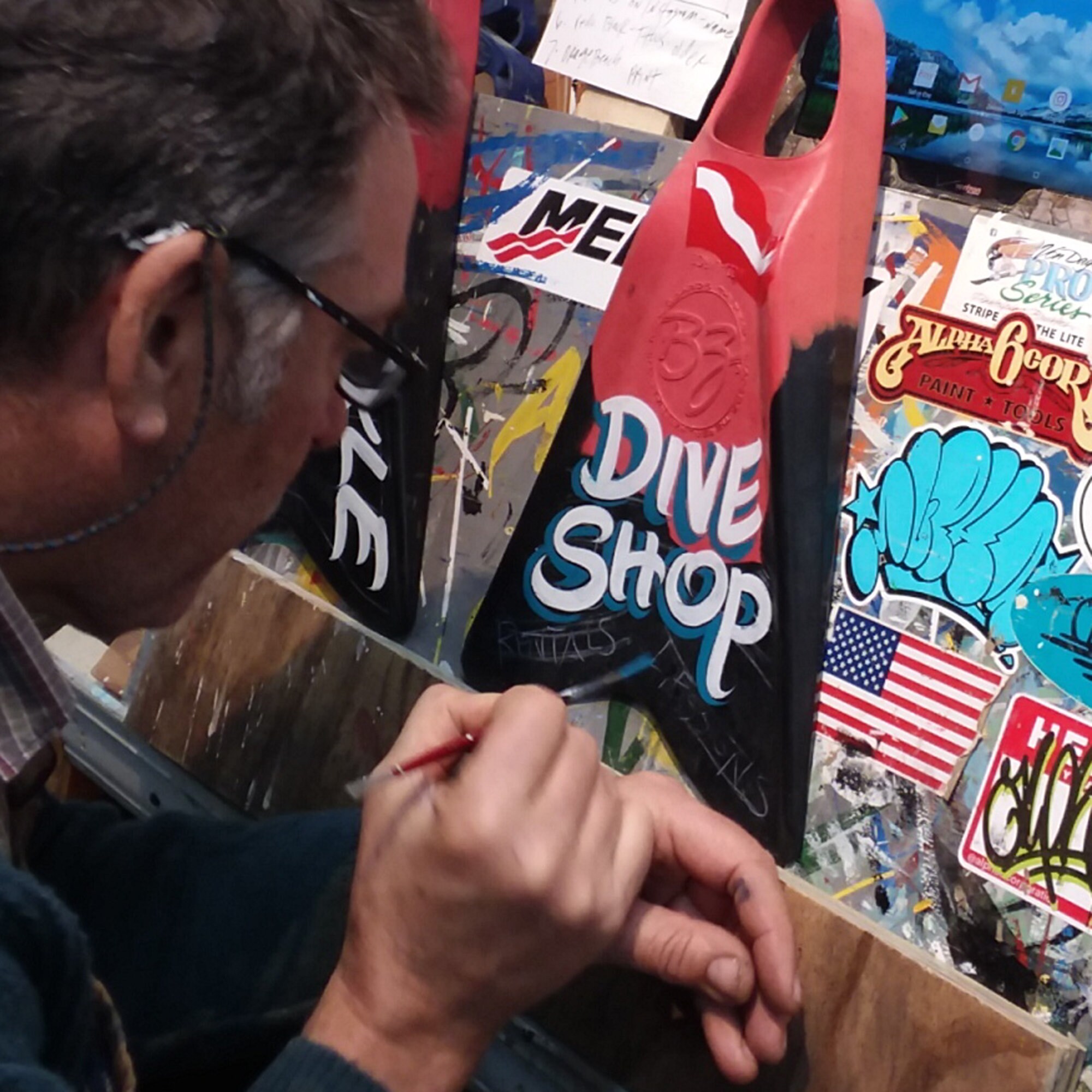 Dive Shop Sign Hand Lettered Sign Original Vintage Diving Fin | Etsy