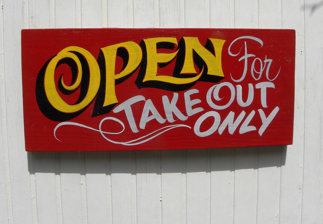 Open Take Out Sign, Hand Painted, Wooden Sign - Etsy