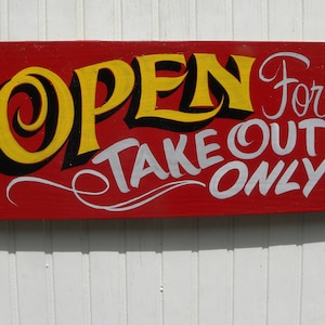 Open Take Out Sign, Hand Painted, Wooden Sign - Etsy