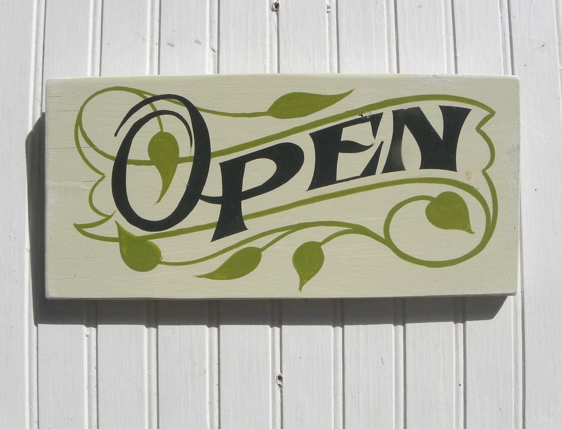 Open Sign Hand Painted Wooden Sign - Etsy