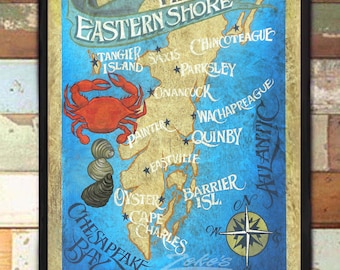 Eastern Shore Map | Etsy