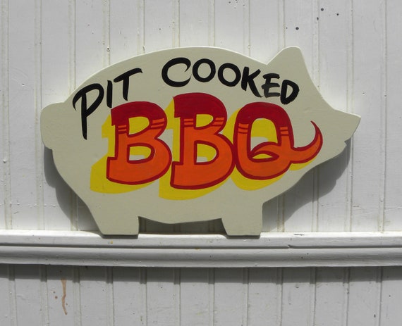 BBQ Pig Cutout Hand Painted Sign Farmhouse Decor Kitchen - Etsy