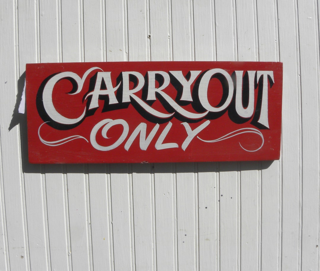 Carry Out Only Sign, Red Hand Painted Wooden Sign for Exterior or ...