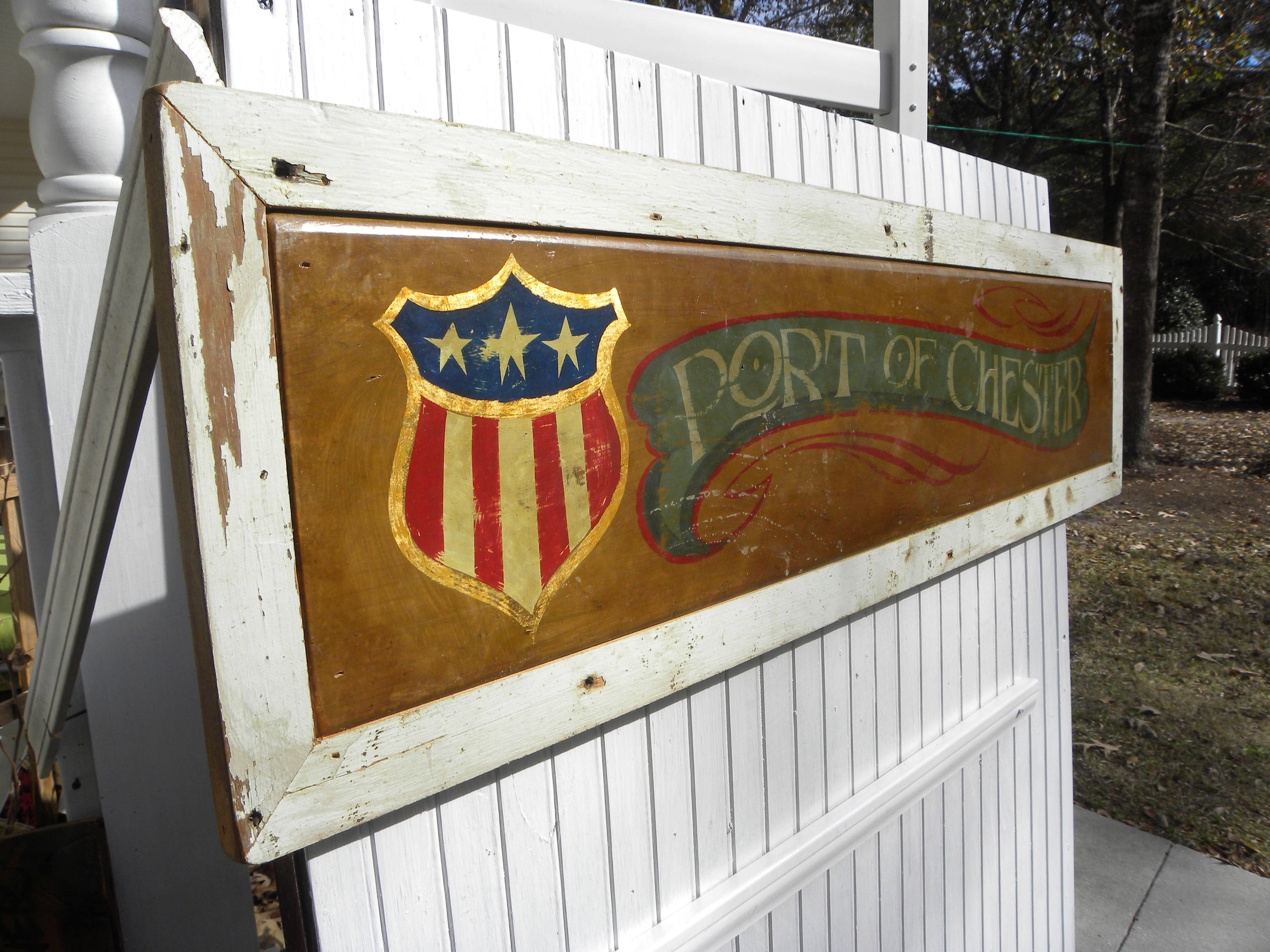 Chester Town Port Hand Painted Sign. USA Shield and Ribbon | Etsy