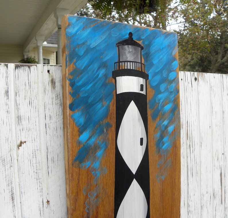 Cape Lookout Lighthouse Hand Painted Sign Original Beach | Etsy