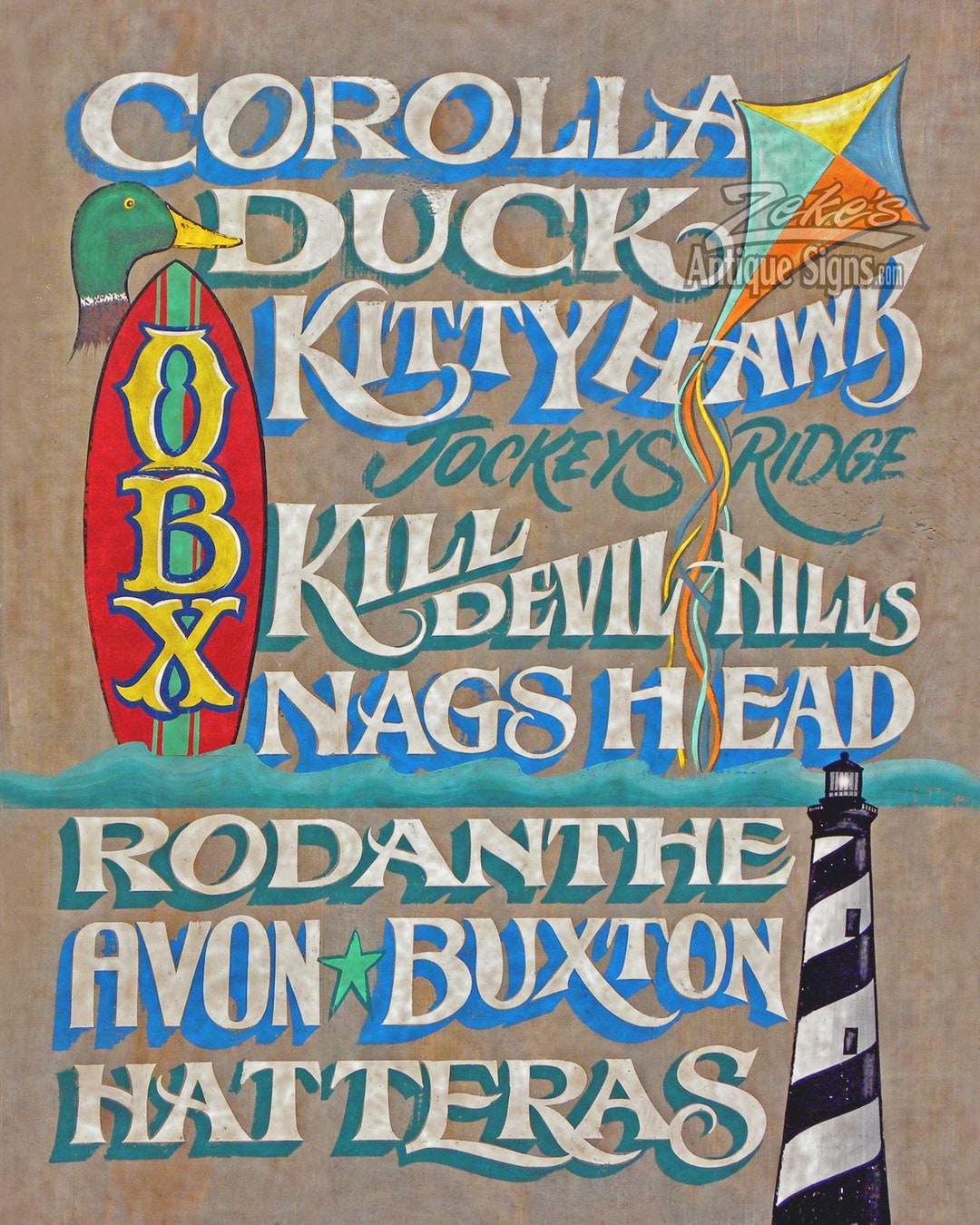 Outer Banks Wall Art| NC Word Art PRINT From an Original Hand Painted ...