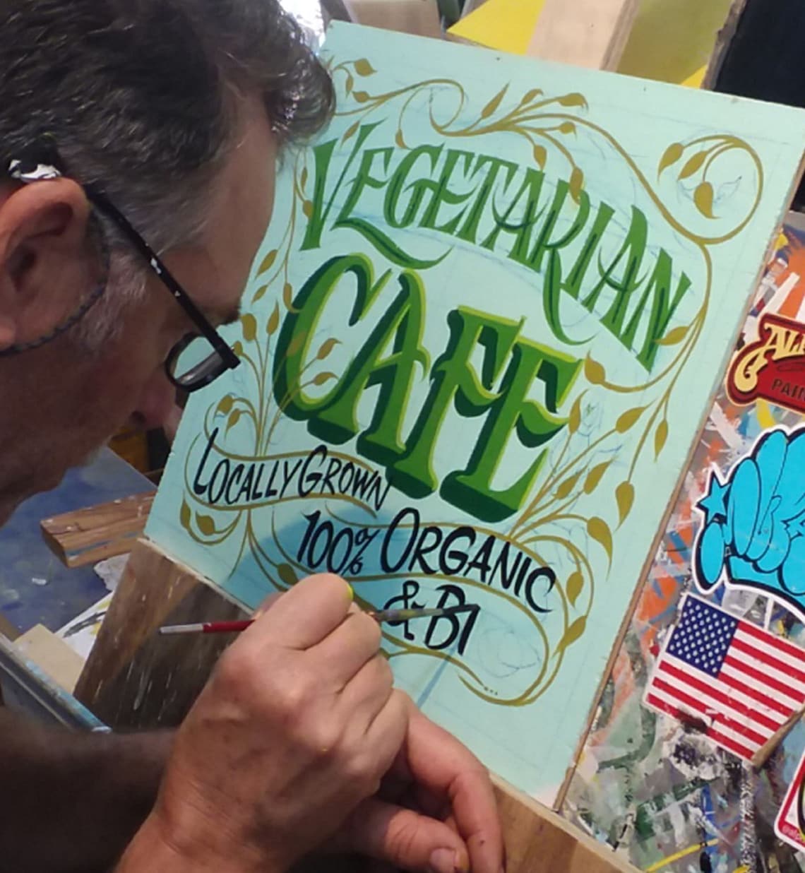 Vegetarian Cafe Sign | Hand Painted Cafe Art | Store | Food Truck Sign ...