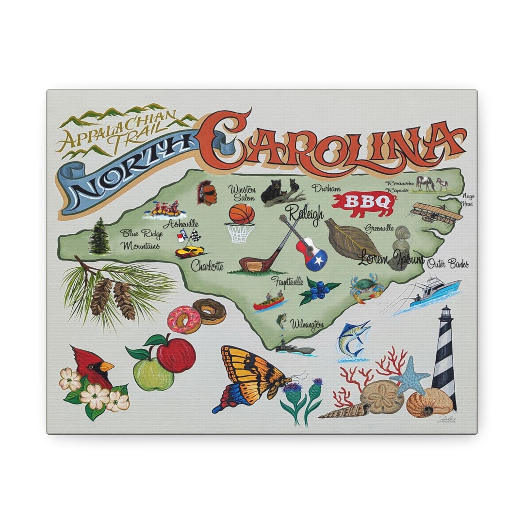 State of North Carolina Icon Map Canvas Wall Decor canvas Wall Art ...