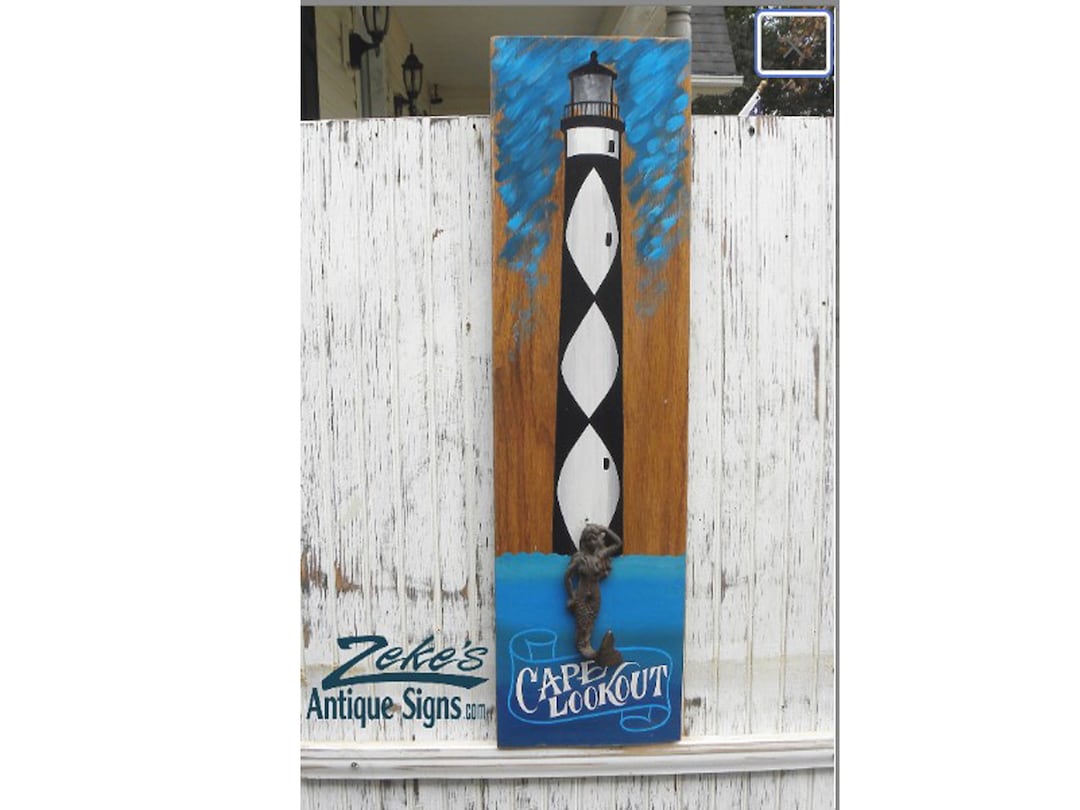 Cape Lookout Lighthouse Hand Painted Sign, Original Beach Decor or ...