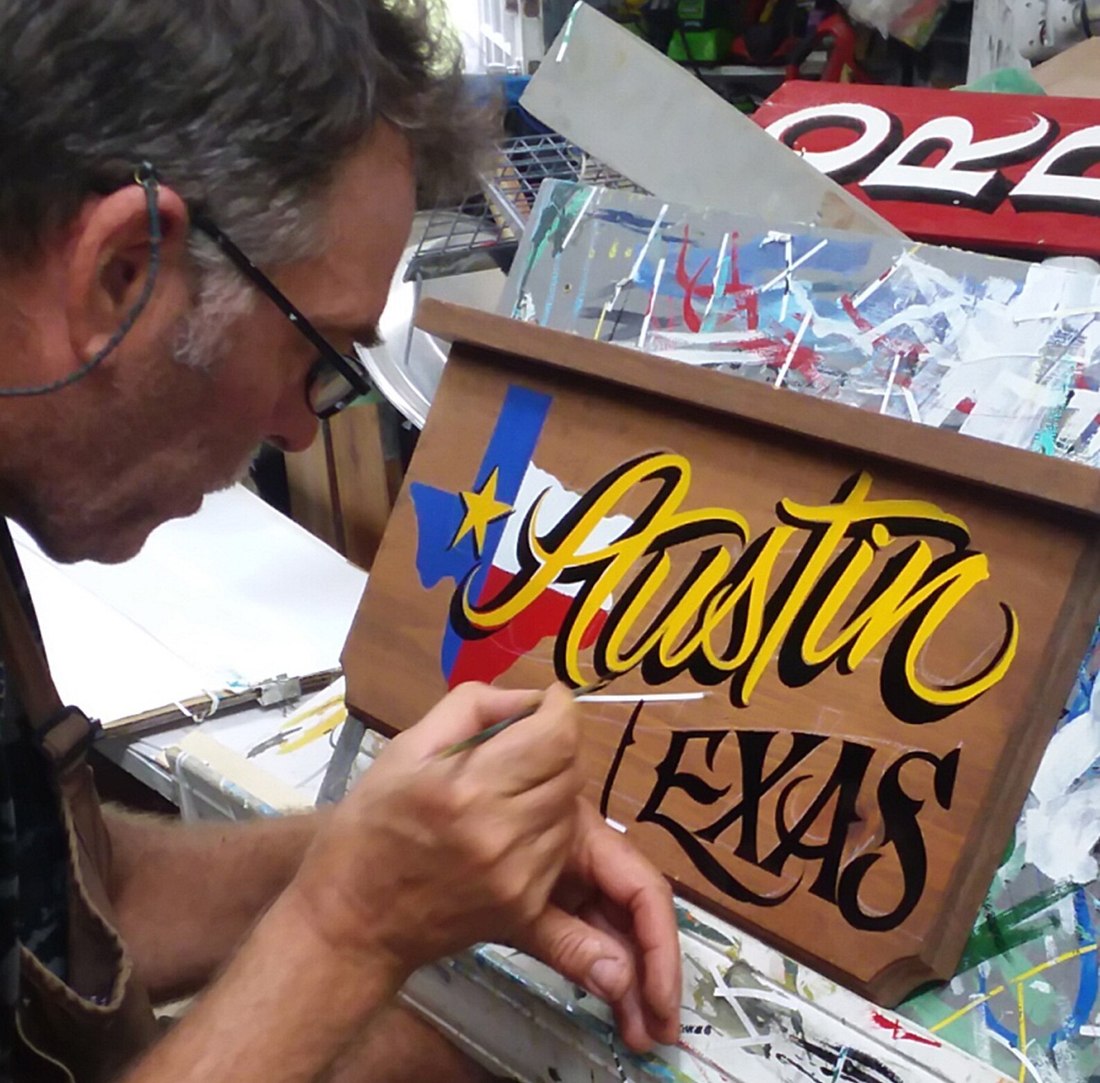 Austin Texas Sign Original Hand Painted Wooden State | Etsy