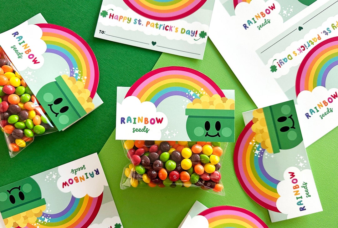 Rainbow Seeds Printable, St Patricks Day Favor, Candy Bag Topper - Etsy