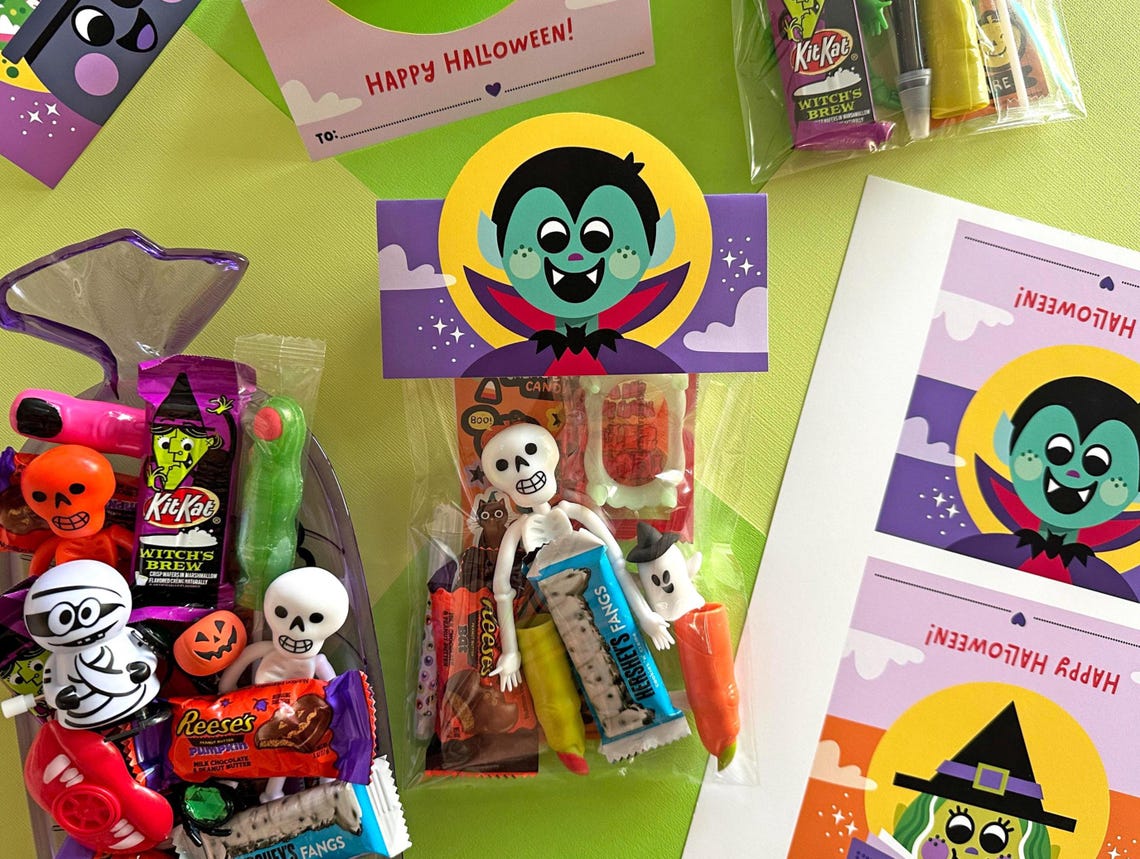 Halloween Goodie Bag Toppers, Party Printable, Digital File - Etsy