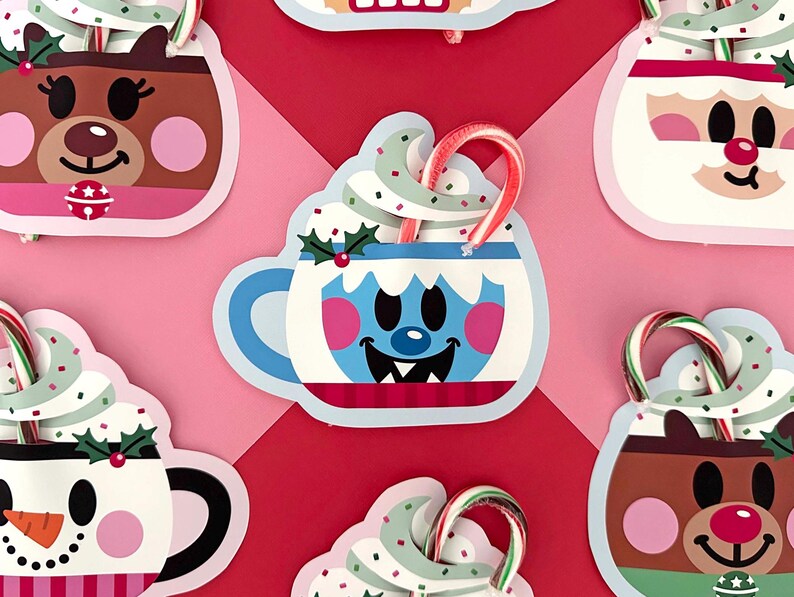 Hot Cocoa Candy Cane Holders, Printable Gift Tags, Instant Download - Etsy