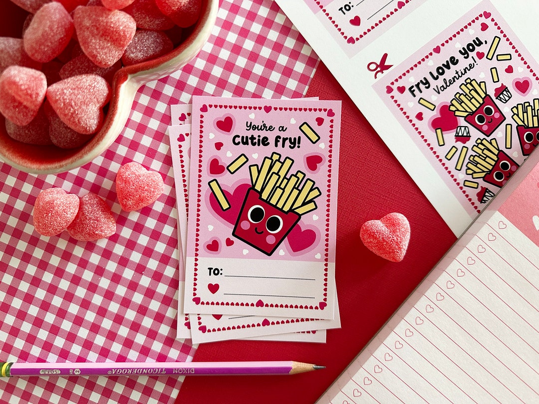 French Fry Valentines, Printable Valentine Cards, Classroom Valentines ...