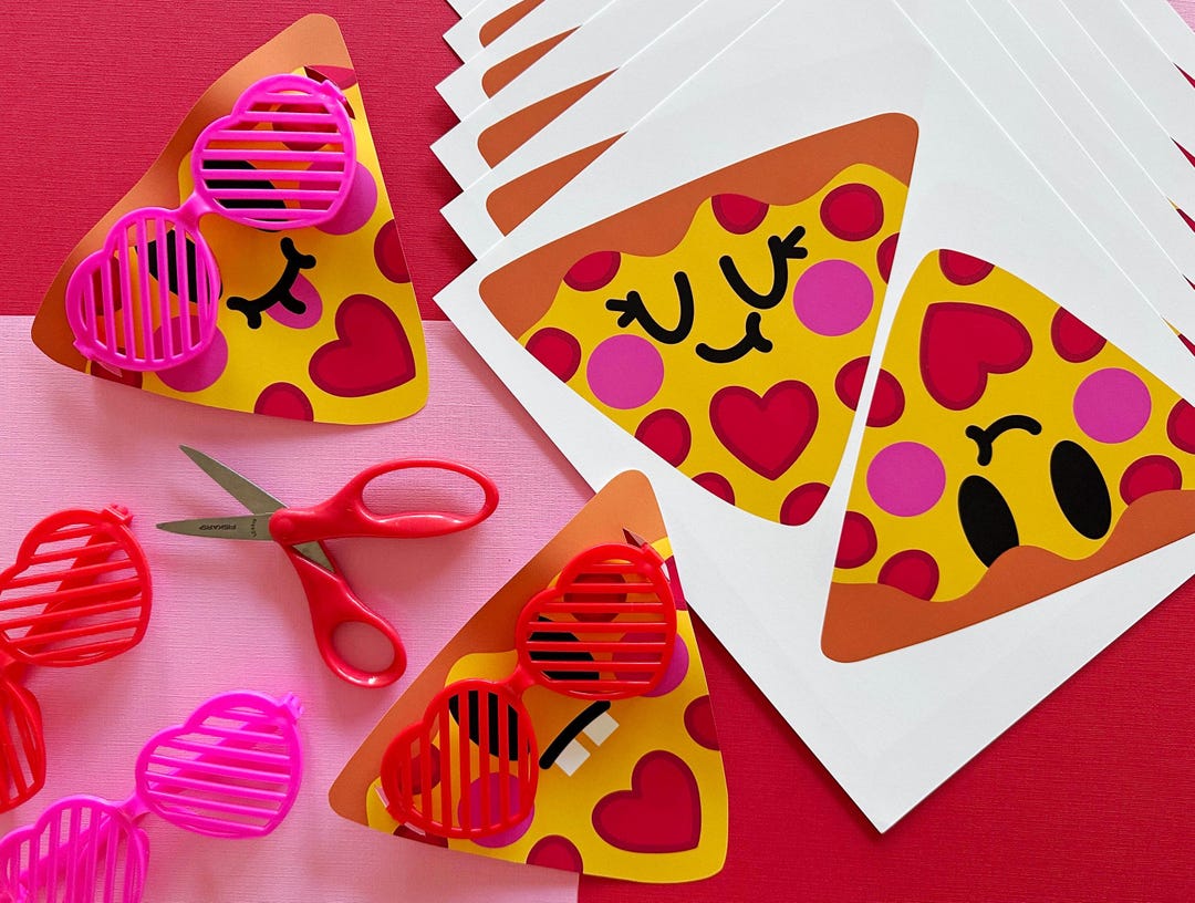 Pizza My Heart Valentine, Printable Cards, Instant Download - Etsy