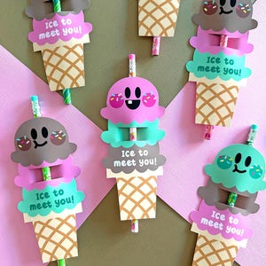 Back to School Pencil Topper, Ice Cream Cone Gift Tag, Printable Favor ...
