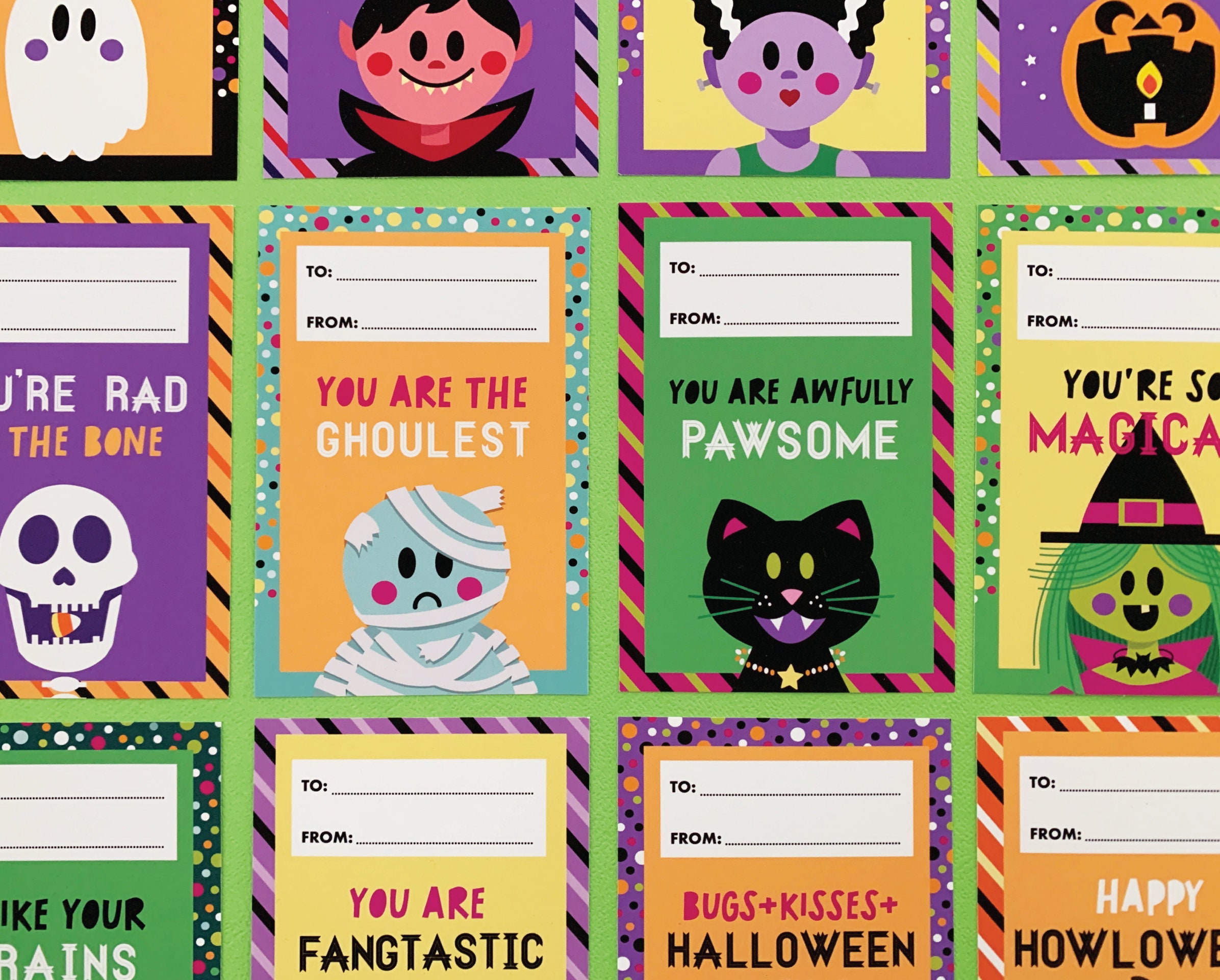 Halloween Valentines Printable Cards Instant Download | Etsy