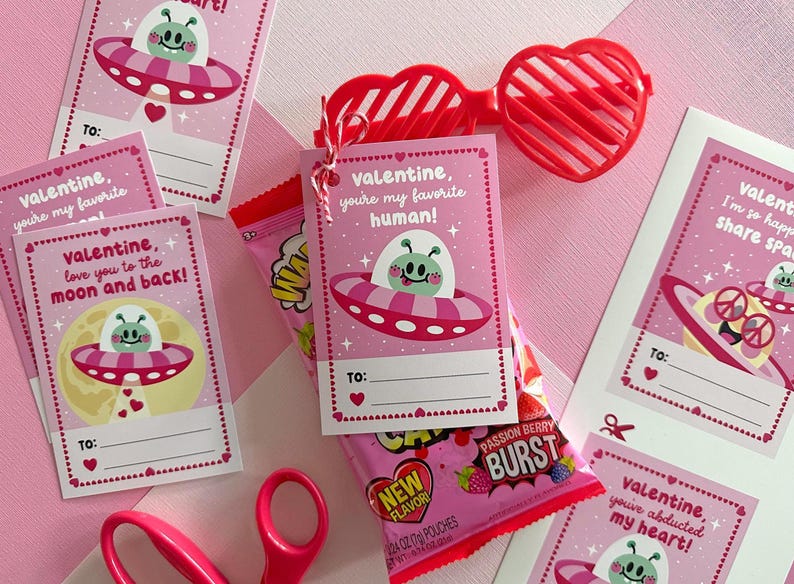 Alien Valentine Exchange Cards, Printable Cards, Instant Download - Etsy