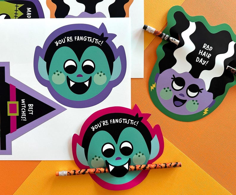 Halloween Pencil Toppers, Printable Gift Tags, Instant Download - Etsy