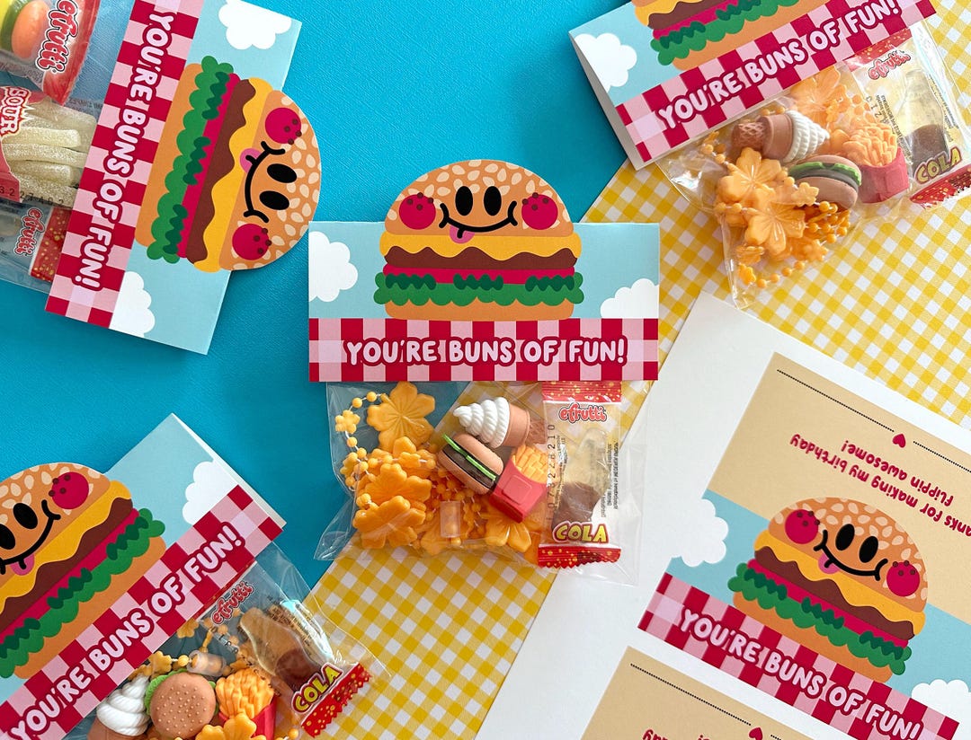 Cheeseburger Goodie Bag Topper, Birthday Party Printable - Etsy