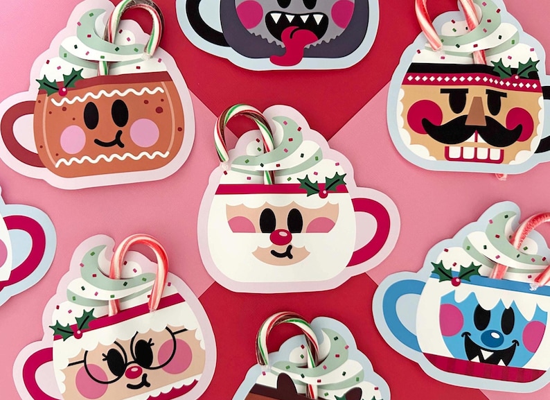 Hot Cocoa Candy Cane Holders, Printable Gift Tags, Instant Download - Etsy
