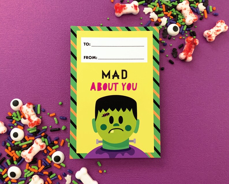 Halloween Valentines Printable Cards Instant Download - Etsy