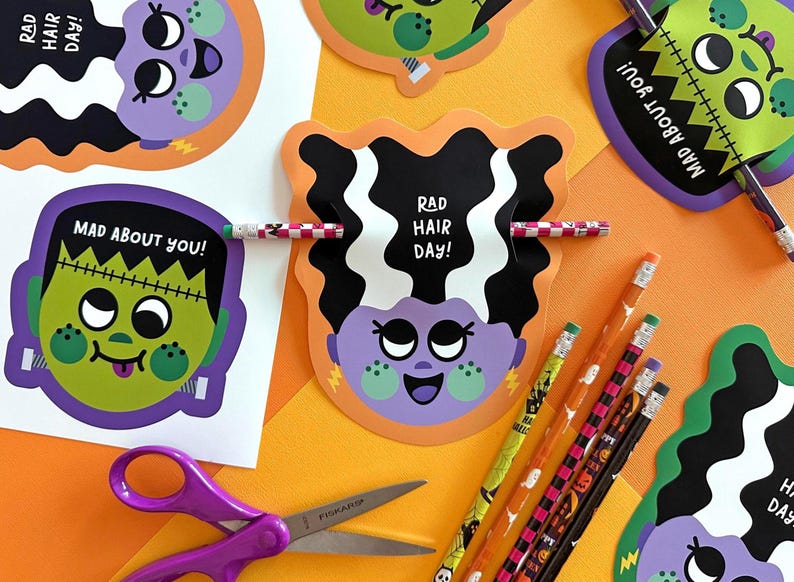 Halloween Pencil Toppers, Printable Gift Tags, Instant Download - Etsy