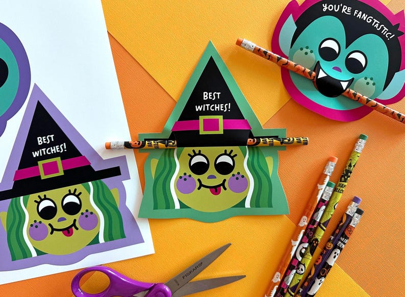 Halloween Pencil Toppers, Printable Gift Tags, Instant Download - Etsy