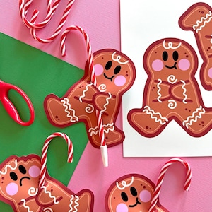 Gingerbread Man Candy Cane Holder, Printable Gift Tag, Instant Download ...