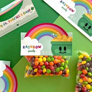 Rainbow Seeds Printable, St Patricks Day Favor, Candy Bag Topper - Etsy