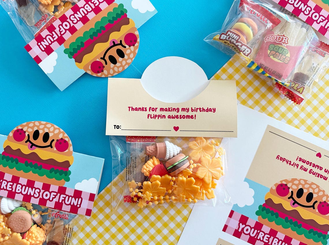 Cheeseburger Goodie Bag Topper, Birthday Party Printable - Etsy