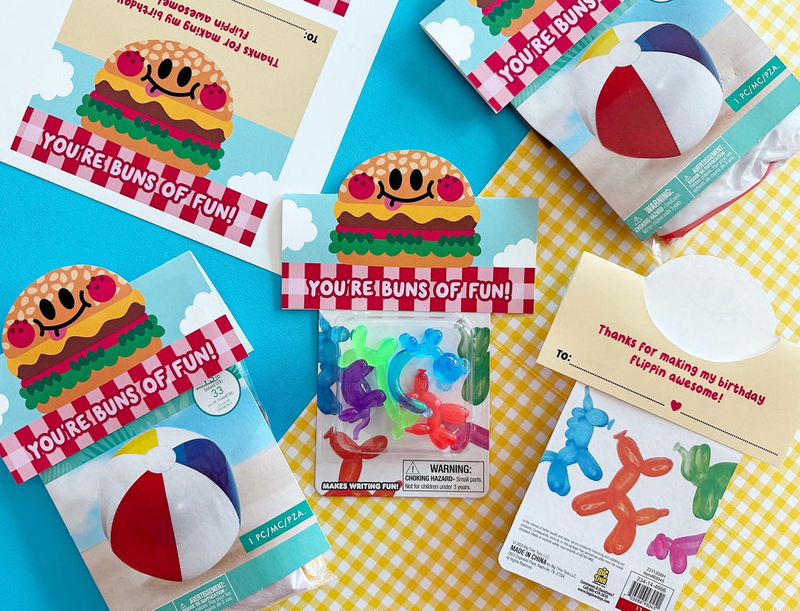 Cheeseburger Goodie Bag Topper, Birthday Party Printable - Etsy